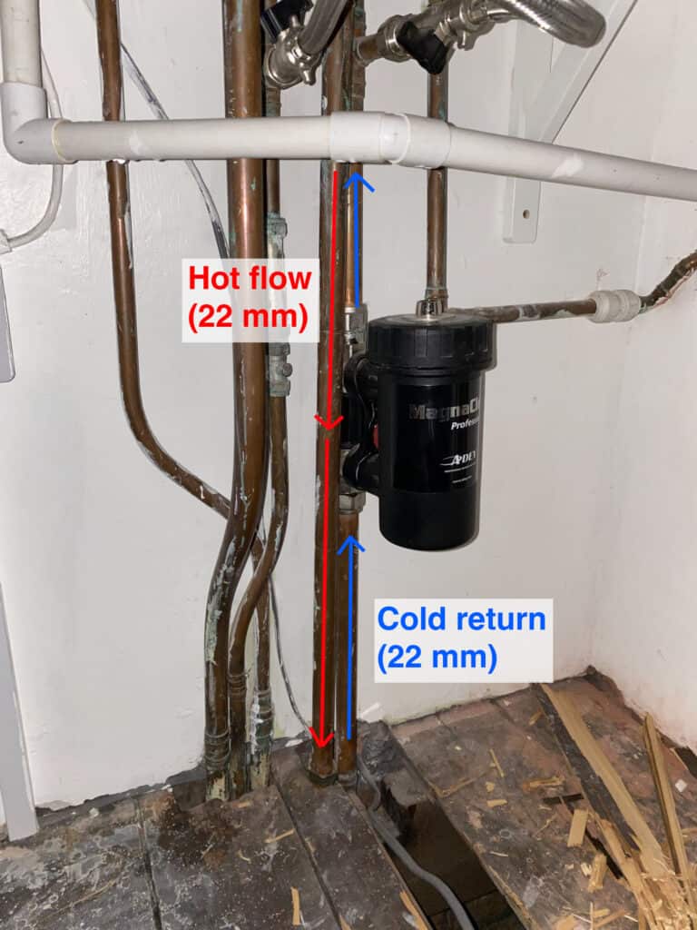 Wet underfloor heating retrofit - Split combi central heating system